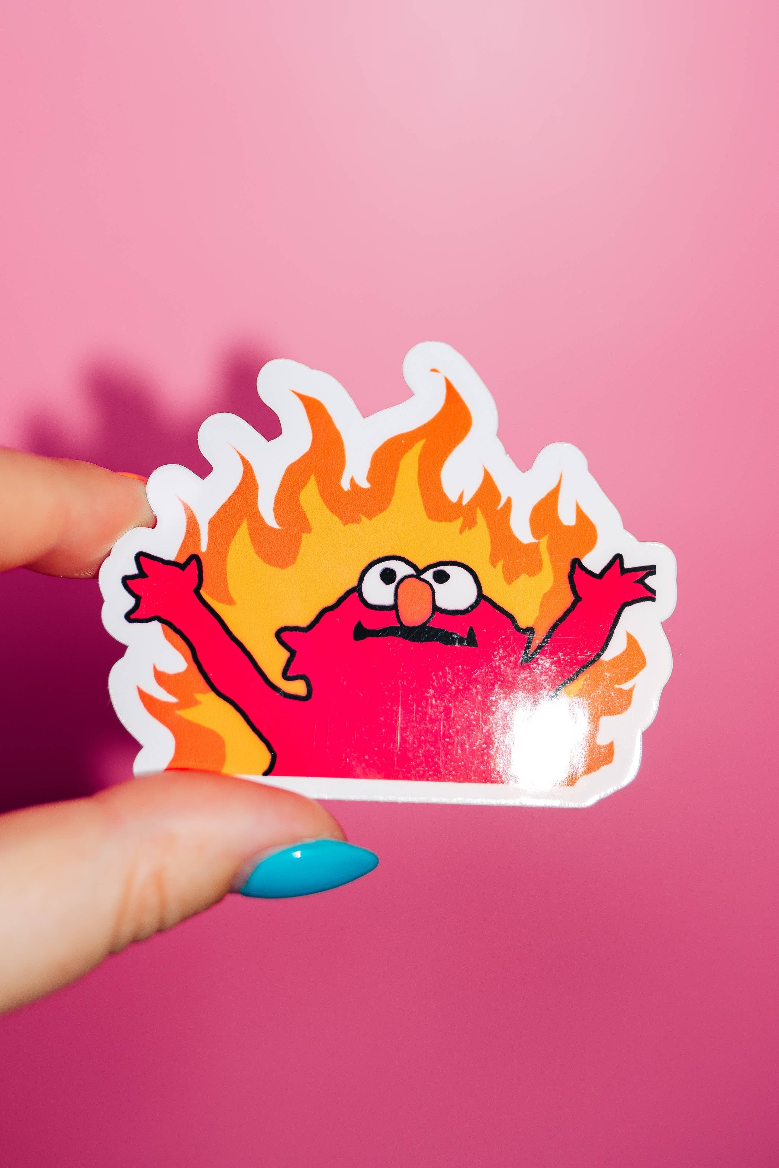 Elmo On Fire Sticker Helmo Funny Meme Pop Culture Clay Cafe Elmo On Fire Sticker Helmo Funny Meme Pop Culture Clay Cafe